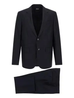 Zegna Pinstriped Flannel Dress - Blue