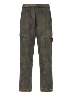 Stone Island Printed Pants With Logo Badge - Gray