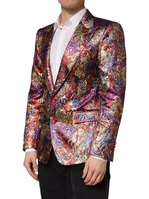 Dolce & Gabbana Jacquard Single-breasted Blazer - Gold