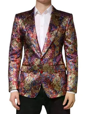 Dolce & Gabbana Jacquard Single-breasted Blazer - Gold