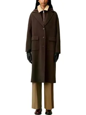 Claudie Pierlot Long Tailored Collar Wool Coat - Brown