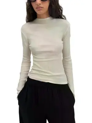 Rodebjer Karlai Fine-ribbed T-shirt - Neutrals