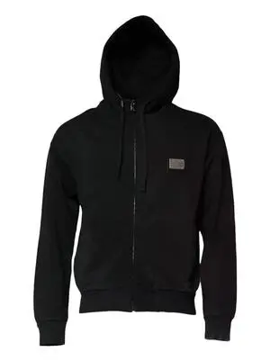 Dolce & Gabbana Logo-plaque Zip-up Hoodie - Black