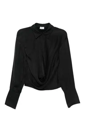 ANDAMANE Draped Long-sleeve Blouse