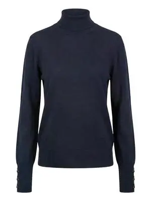Patrizia Pepe Roll-neck Button-cuff Sweater - Blue