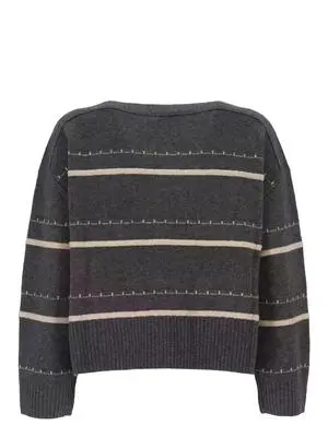 PENNYBLACK Striped Boat-neck Sweater - Grey