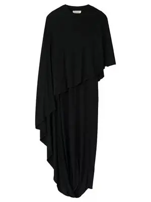 Rodebjer Kate Caped Asymmetrical Midi Dress - Black