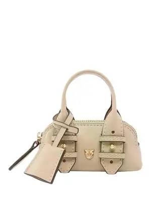 Pinko Logo-plaque Leather Mini Bag Neutrals