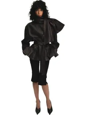 Arakii Belted Leather Jacket - Dark Brown