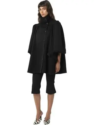 Arakii Pleated Frill Trench Coat - Black