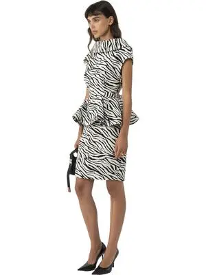 Arakii Peplum Boat Neck Top Zebra