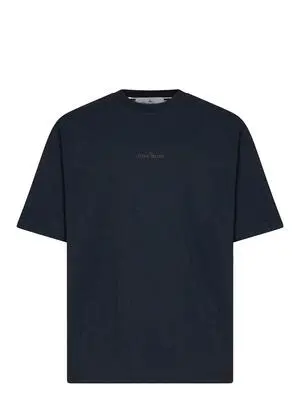 Stone Island Blue Organic Cotton Jersey Printed T-shirt - Multicolor