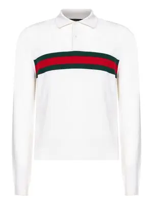Gucci White Web Striped Polo - Multicolor