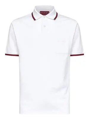 Gucci White Stretch Cotton Piqué Embroidered Polo Shirt - Multicolor