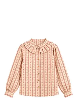 LATELIER LONDON Cream & Rust Floral Stripe Blouse - White