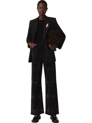 Maje Wide-leg Rhinestone Jeans - Black