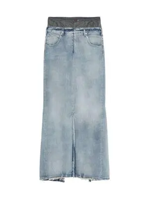 MAISON MARGIELA Denim Cotton Maxi Skirt - Multicolor