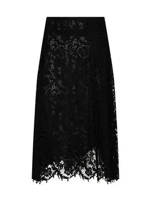 Fendi Black Lace Midi Skirt - Multicolor