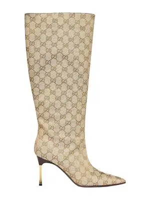 Gucci Gucci Women Beige Gg Canvas Bombshell Boots Multicolor