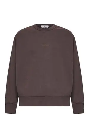 Stone Island Dark Burgundy Brushed Organic Cotton Printed Sweatshirt - Multicolor