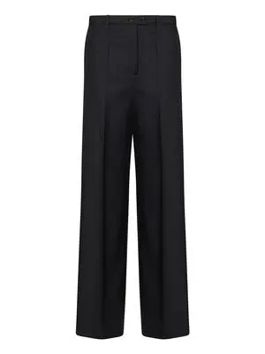 JIL SANDER Black Wool-mohair Canvas Wide-leg Trousers - Multicolor