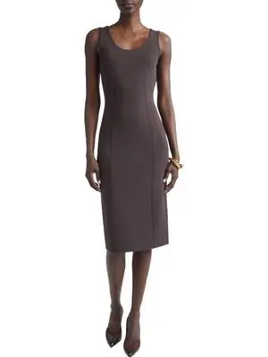 St. John Santa Roma Knit Scoop Neck Dress - Chocolate