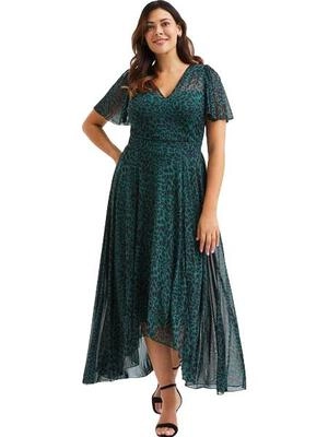 SCARLETT & JO Tilly Animal Print Sweetheart Dress - Green Leopard
