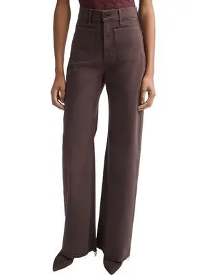 Veronica Beard Grant High Waist Wide Leg Jeans Espresso