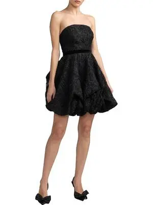 MAC DUGGAL Floral Lace Strapless Bubble Mini Dress
