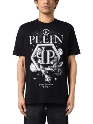 Philipp Plein Round Neck T-shirt Dragon Hexagon Men Black