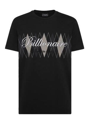 BILLIONAIRE Embroidered T-shirt Round Neck Ss - Black