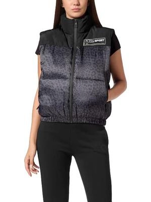 PLEIN SPORT Short Vest Leopard - Black