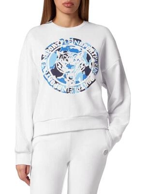 PLEIN SPORT Sweatshirt Ls Carbon Tiger - White/lightblue