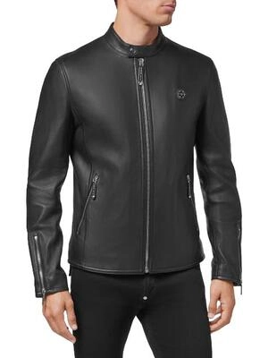Philipp Plein Leather Biker - Black