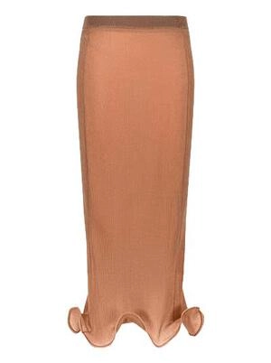 SAEMDI Ariel Frilled Hem Skirt - Camel