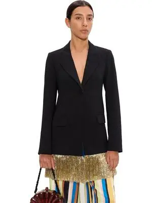 SIMONMILLER Odette Crepe Fringe Blazer - Black