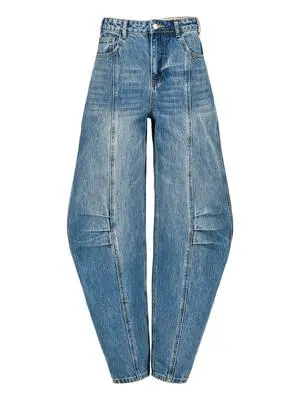 SAEMDI Noma Barrel Denim Jeans - Medium Blue