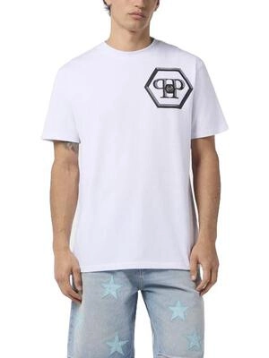 Philipp Plein Round Neck T-shirt Lines Hexagon - White