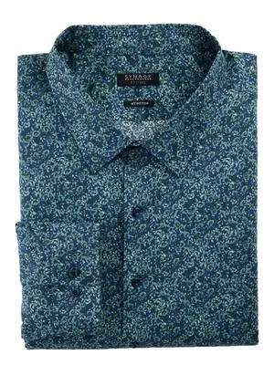 SYNRGY BY DXL Big & Tall Floral Print Performance Dress Shirt - Blue