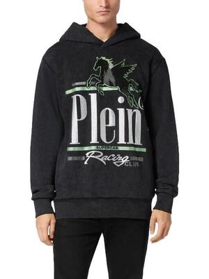 Philipp Plein Hoodie Sweatshirt Ls Racing Club - Black/turquoise