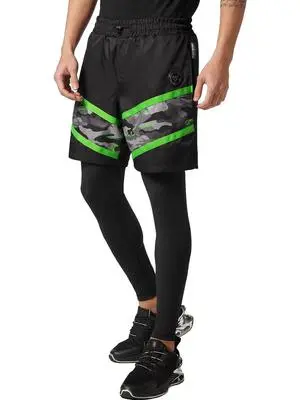 PLEIN SPORT Sport Leggings Camouflage - Black