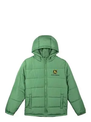 JOHN DEERE Quilted Hooded Puffer Jacket - Forest Green