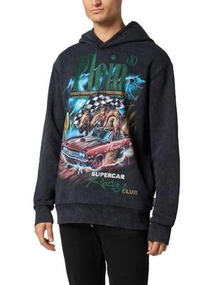 Philipp Plein Hoodie Sweatshirt Ls Racing Club - Black