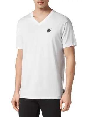 Philipp Plein T-shirt V-neck Ss Gothic Plein - White