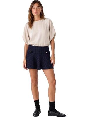 Koton Plaid Tweed Flared Mini Skirt - Navy