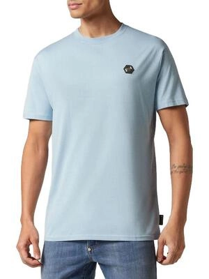 Philipp Plein T-shirt Round Neck Ss Skull&amp;bones Men Lightblue