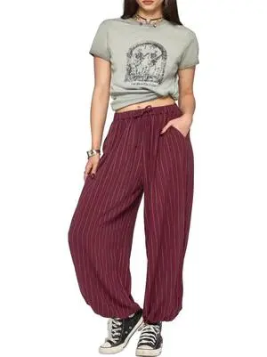 DISTURBIA Rue Stripe Voile Extreme Balloon Trouser - Black