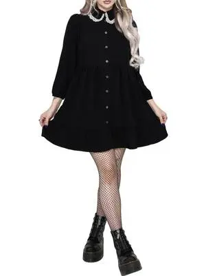 DISTURBIA Salem Collar Mini Smock Dress - Black