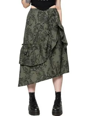 DISTURBIA Orla Foxglove Potion Ruffle Midi Skirt