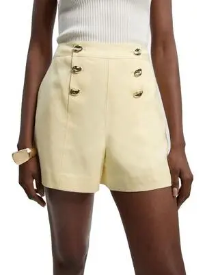 Karen Millen Tailored Button Detail Shorts - Lemon